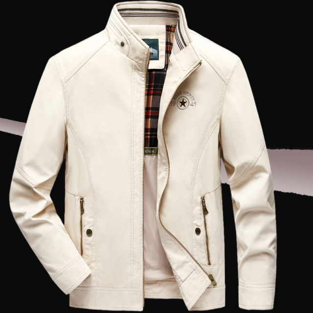 Spring and autumn pure cotton jacket Middle -aged men's business casual ...