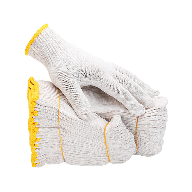 Gloves labor protection wear-resistant work anti-slip thickened white ...