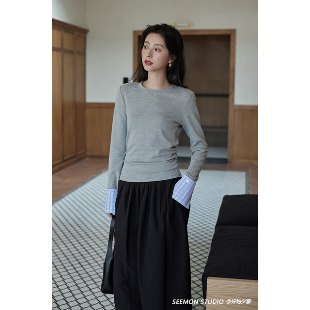 Xi Meng 2024 new autumn long -sleeved design sense niche circle fake ...