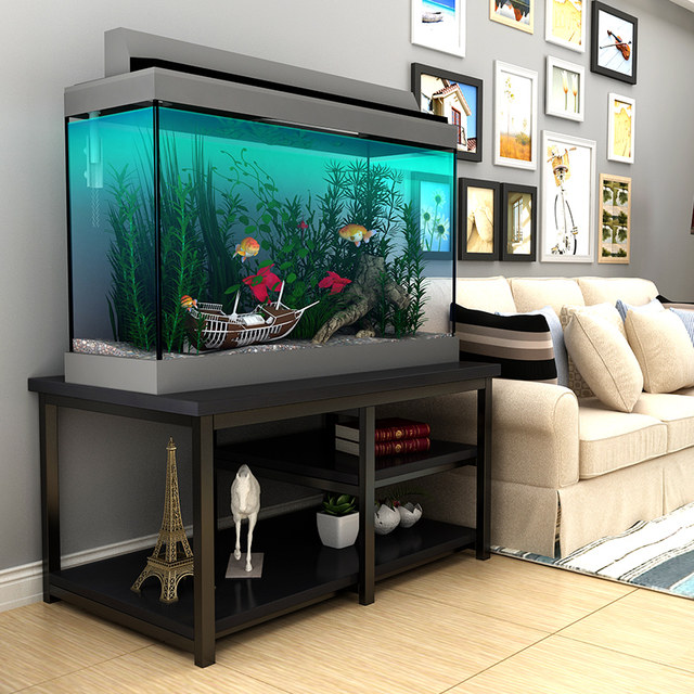 Steel wood solid wood fish tank bottom cabinet living room fish tank ...