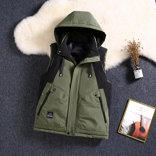 Vest Men's Autumn and Winter Korean Style Trendy Handsome Warm Vest Thickened Vest Clip Down ...