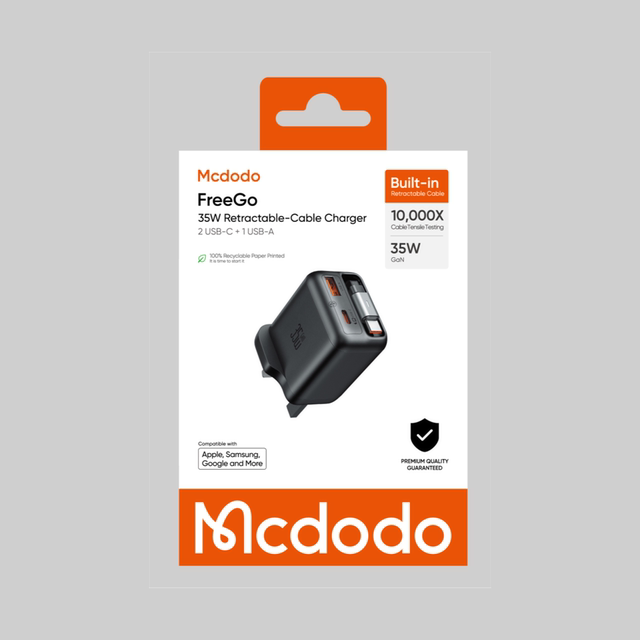 British Standard Retractable Charger with Retractable Cord Plug 67W ...