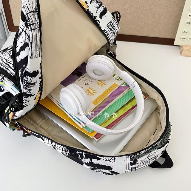 High School School Bags Boys Fashion Trend Graffiti Large Capacity ...