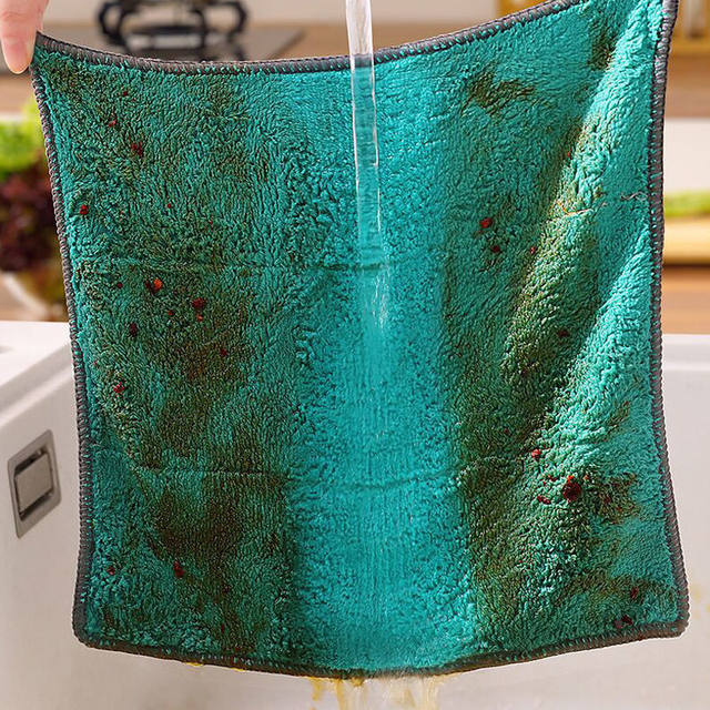 Rag, dishwashing cloth, double-layer thickened, oil-removing kitchen ...