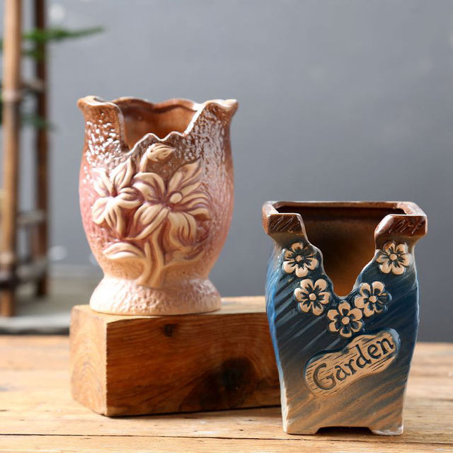 Elegant old pile succulent flowerpot home balcony red pottery large ...