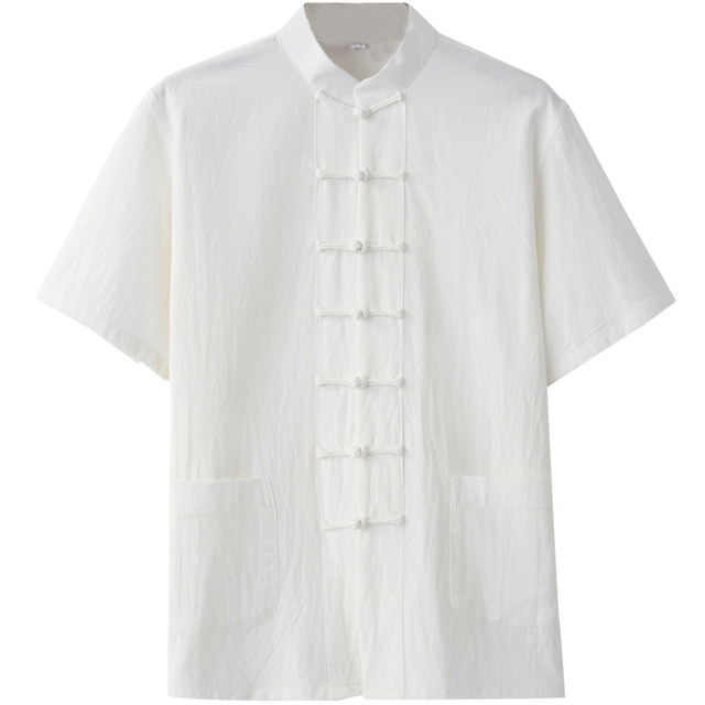 Tang costume men's summer short -sleeved thin cotton and linen Chinese ...