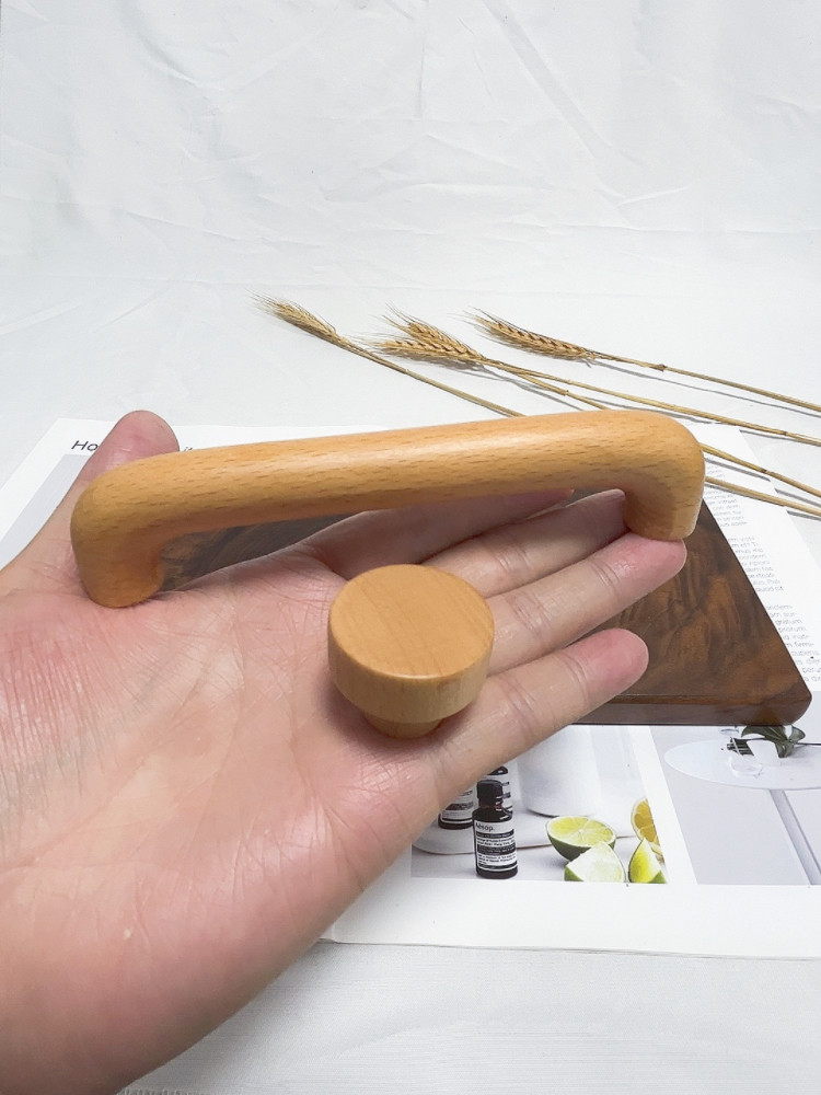 Beech Wood Furniture Handle - Round Bridge Handle for Drawers & Cabinets