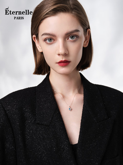 Eternelle French Eternal Rose Necklace for Women Light Luxury Niche Silver Clavicle Chain High ...