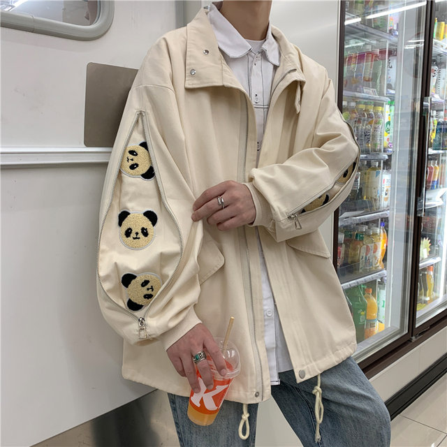 Hong Kong style student jacket men's trendy brand ins design bear top ...