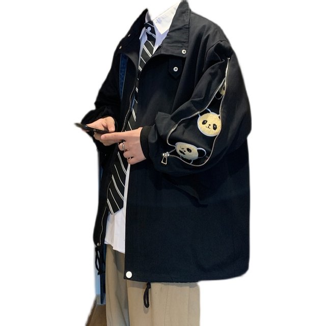 Hong Kong style student jacket men's trendy brand ins design bear top ...