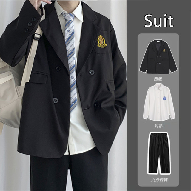 DK uniform small suit men's suit Korean style college style loose trend ...