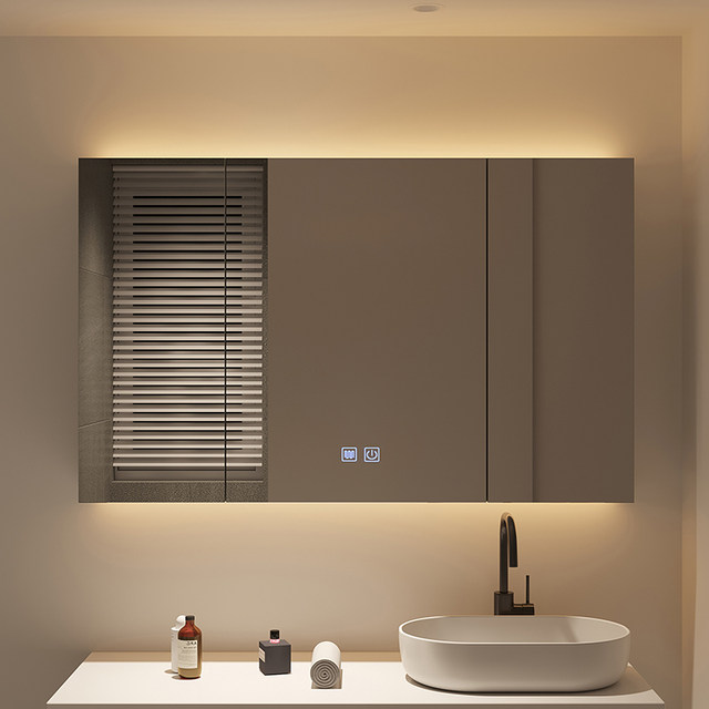 Smart bathroom mirror cabinet bathroom wall-mounted mirror box with ...