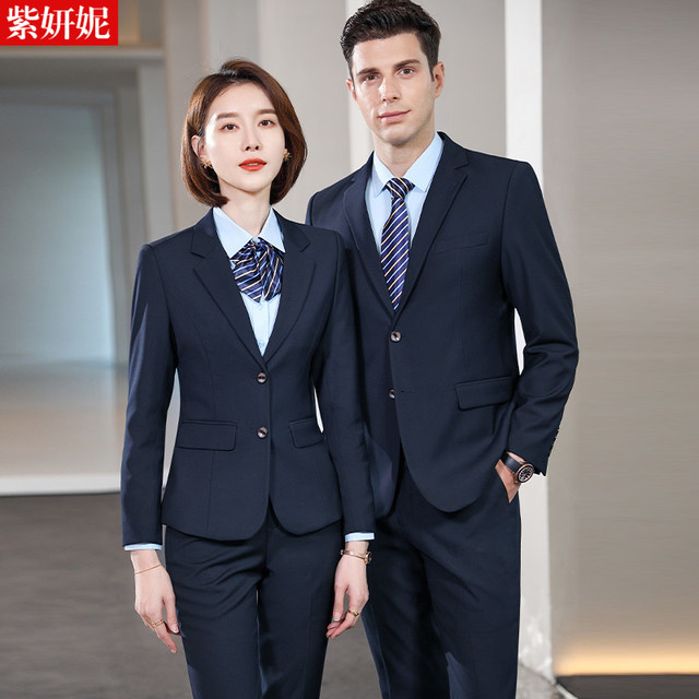 Navy Blue Suits for Men and Women, Professional Attire, Same Style Suit ...