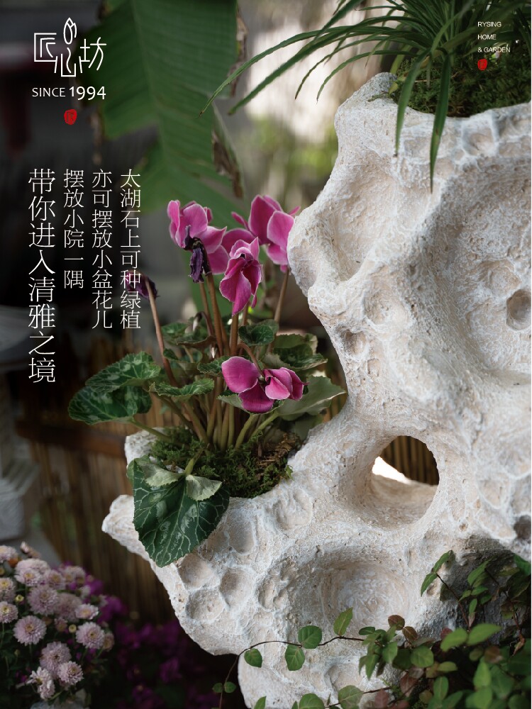 Pasu Batu Taihu Gaya Courtyard Cina Yang Meningkat