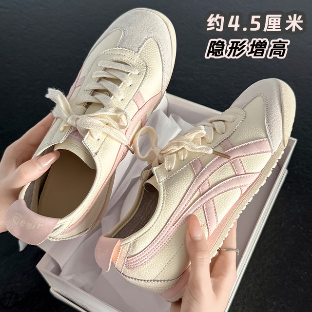 Genuine leather retro color matching moral training shoes for women 2024 new flat bottom inner ...