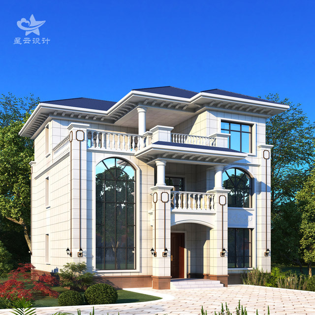 European-style three-story villa design drawings self-built house ...