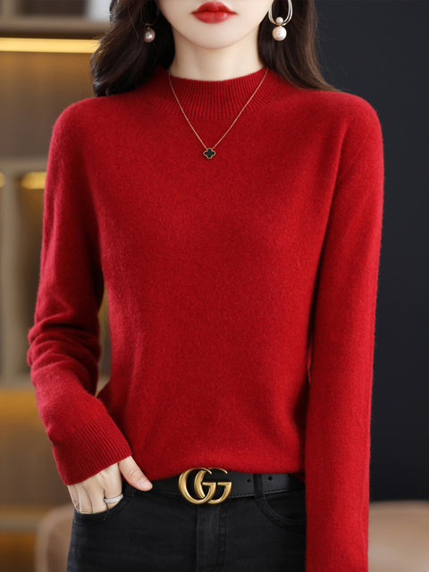 Half -neck cashmere sweater, thick bottom sweater, hull versatile wool ...