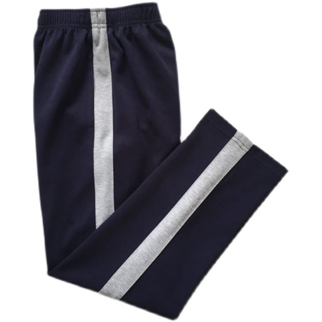 Dark blue student pants pure cotton side gray striped men's universal ...
