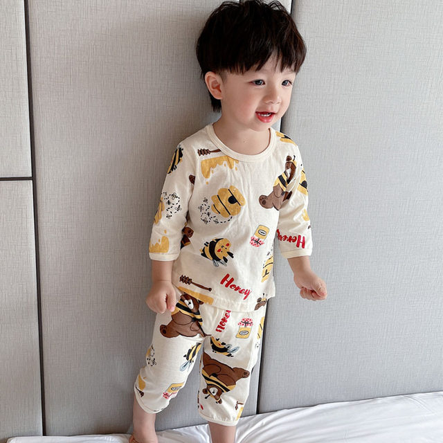 Children's home clothes summer thin short-sleeved suits for boys and ...