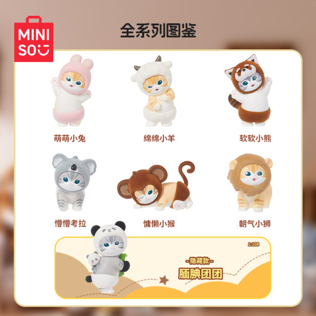 Miniso Famous Brand Cat Fushandi Series Furry Party Blind Box Figurines ...