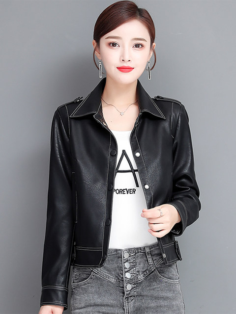 Genuine leather jacket for women short slim fit 2025 spring and autumn ...