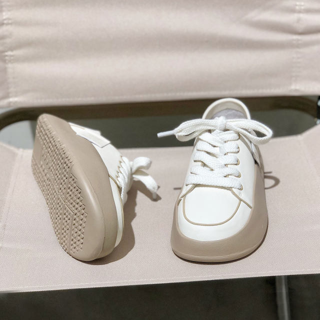 Genuine leather rocker shoes for women, thick-soled sneakers ...