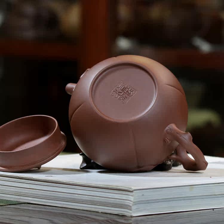 Yixing genuine raw ore pure handmade purple sand pot Wantao Persimmon ...