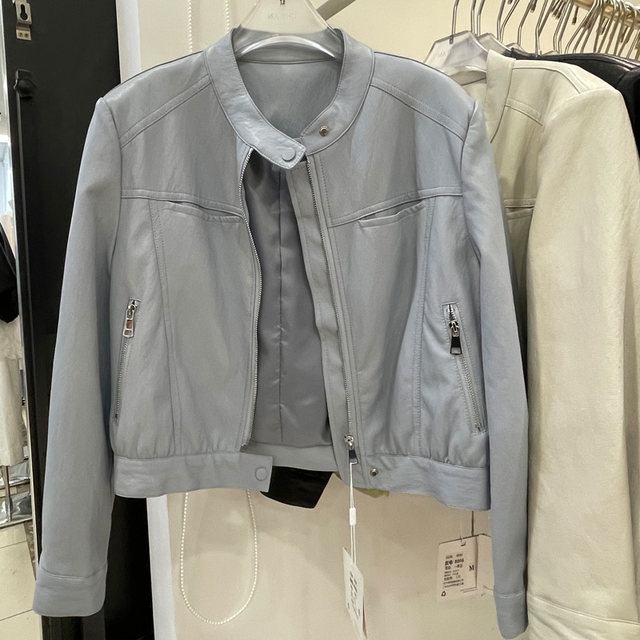 Multi-colored zipper leather jacket for women 2025 spring new small ...