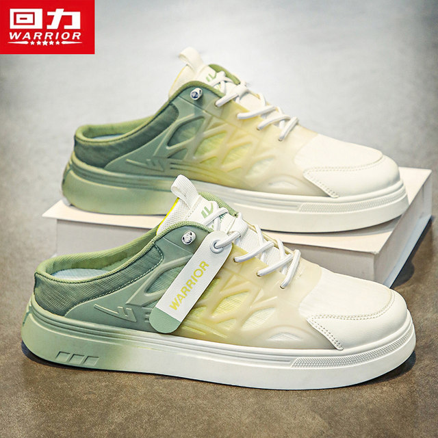 Hui Li's official flagship store canvas shoes men's half dragging ...