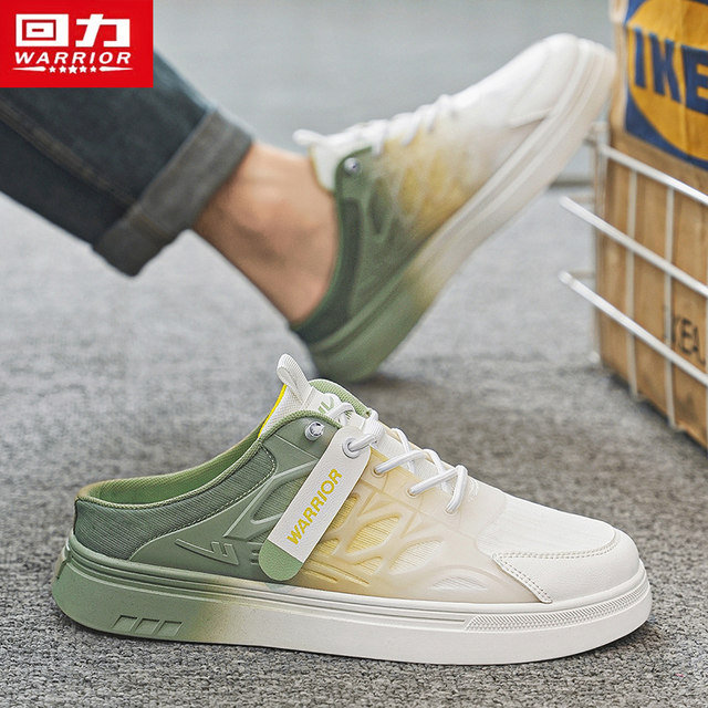 Hui Li's official flagship store canvas shoes men's half dragging ...
