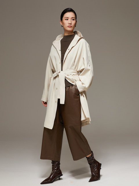 FUFEN long hooded wind clothes female 2024 autumn new design niche ...