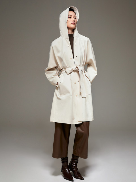 FUFEN long hooded wind clothes female 2024 autumn new design niche ...