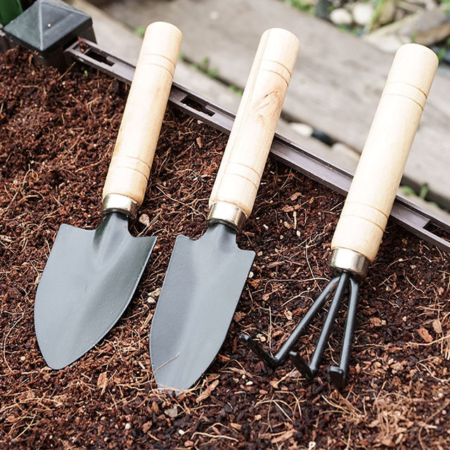 Gardening three-piece set, large potted shovel, garden rake, indoor ...