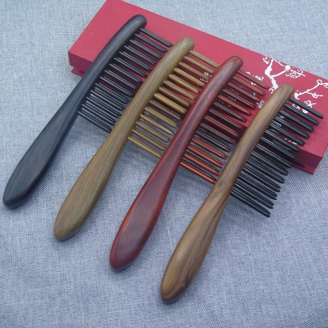 Ebony comb double row toothed comb green sandalwood comb straight hair ...