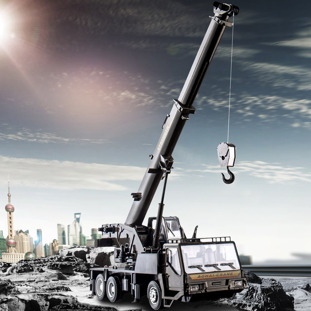 New black alloy remote control crane toy crane crane model engineering ...