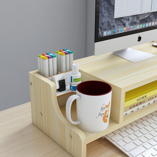 Desk computer elevated shelf double layer with pen holder desktop ...
