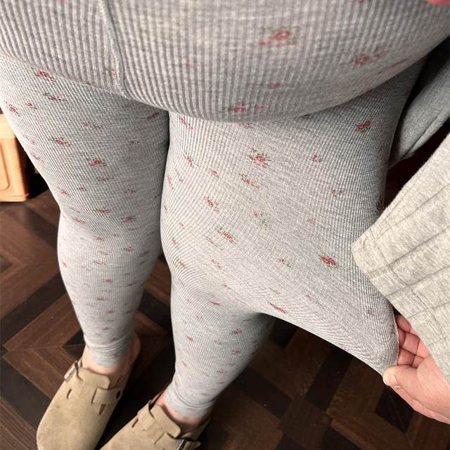 Korean small flower private foreign trade large size high waist thin ...