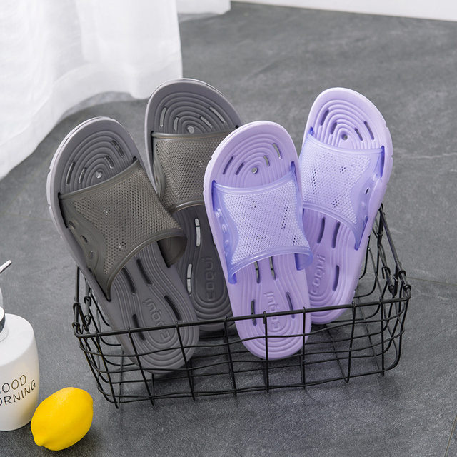 Cool hollow leaky slippers quick-drying women's bathroom non-slip ...