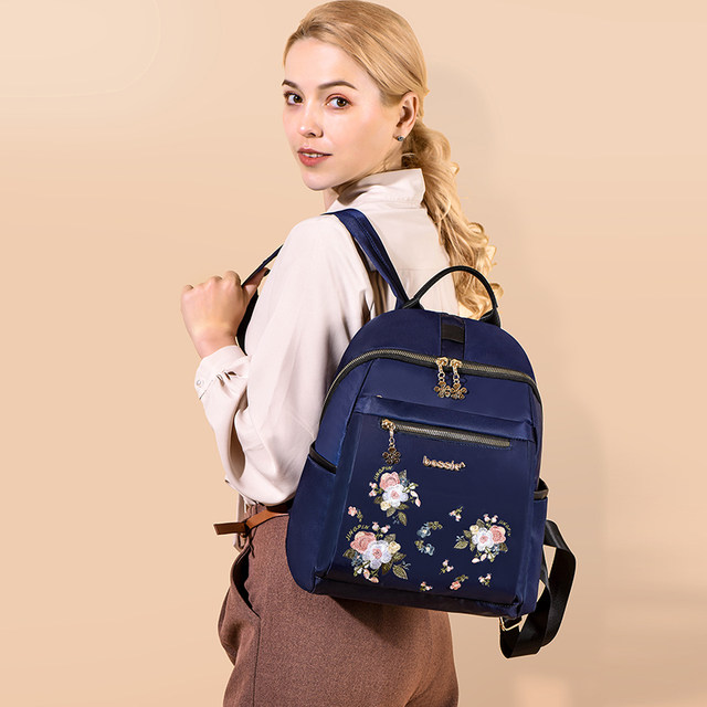 2024 New Oxford Cloth Backpack Women's Canvas Ethnic Style Embroidery ...