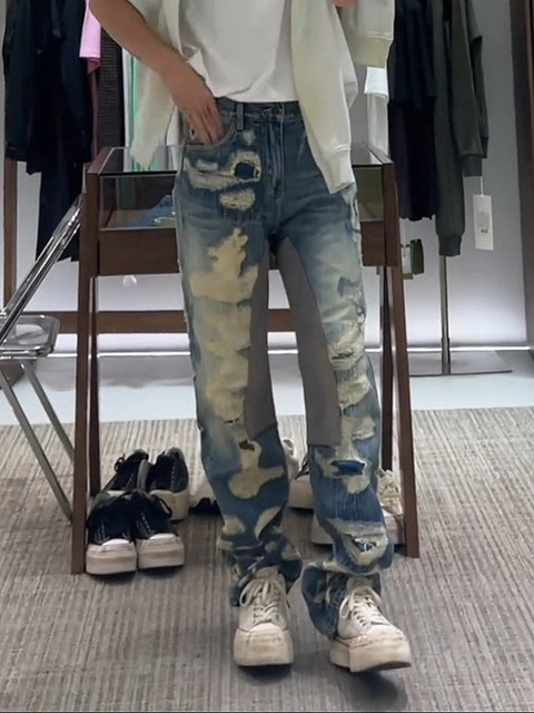 Light luxury menswear large size tide man exaggerated ripped jeans ...