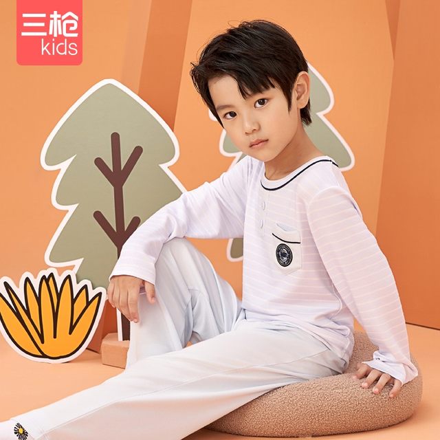 Three shot boys' home service ball boy home pajamas thick Modal boy ...