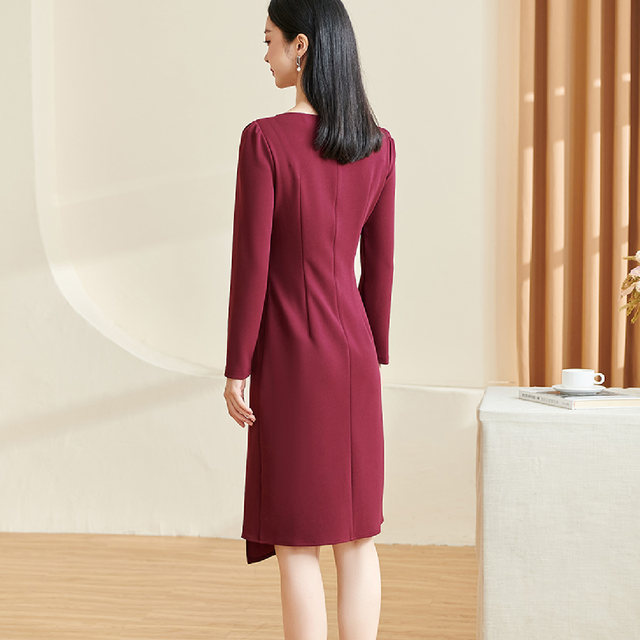 Mi Siyang 2024 Autumn New Simple Design Sense Clean Clean Dress Waist ...