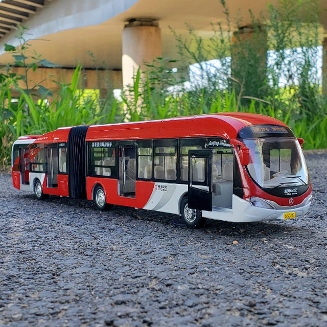 1:32 city bus alloy double-section bus car model with real voice back ...