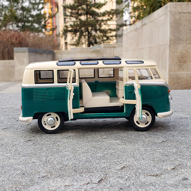 1:24 Volkswagen bus t1 toy car alloy van car model door pull back sound ...