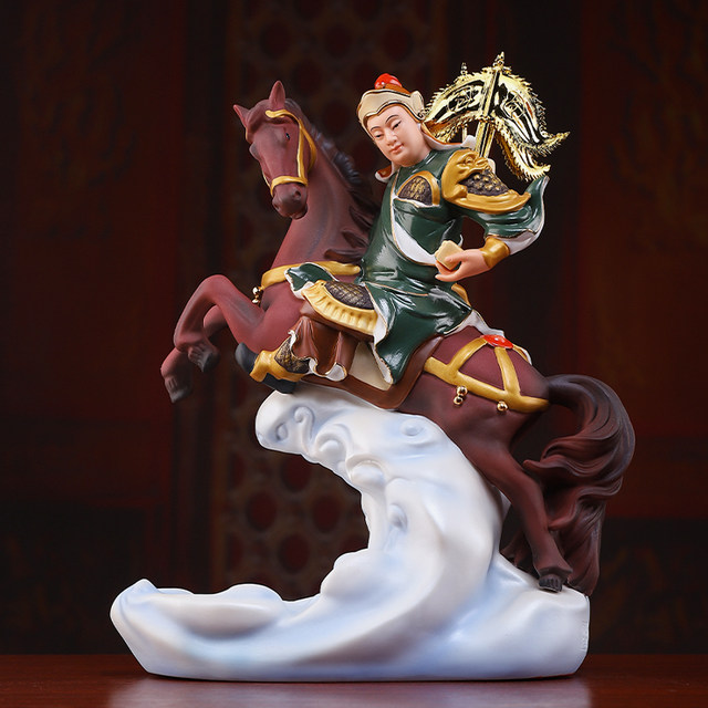 Dai Yutang ceramic horse general statues, a pair of Fujian yellow trots and Huang Xiaole, left ...