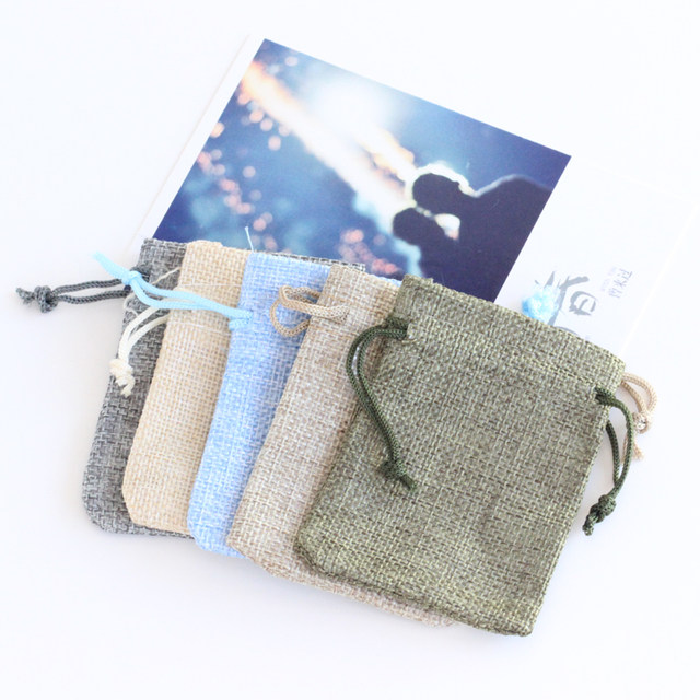 Small fresh forest linen cotton and linen jewelry cloth bag bracelet ...
