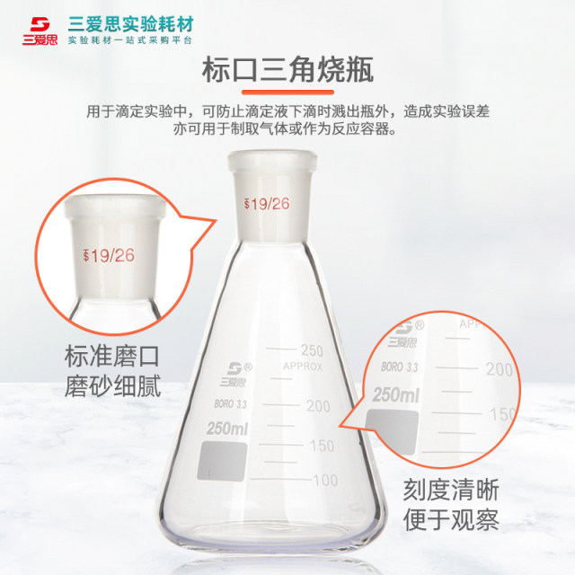 Sanaisi triangular conical flask with stopper and ground mouth 50ML-5L ...