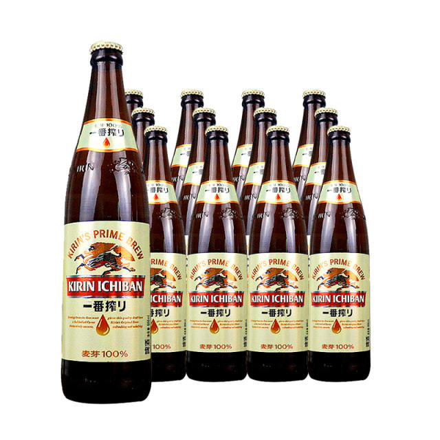 KIRIN Kirin Ichiban Pressed Beer 600ML*12 Bottles Japanese Ale Large Bottle Full Box Refreshing ...