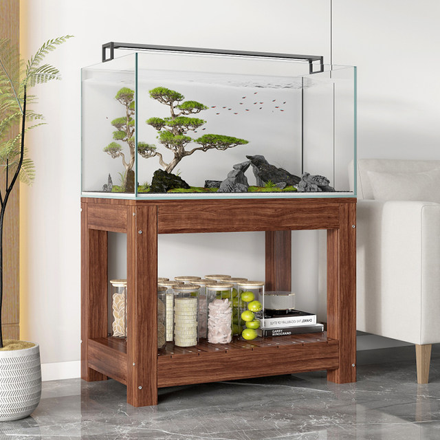 Fish tank shelf solid wood fish tank cabinet base pine grass cylinder ...