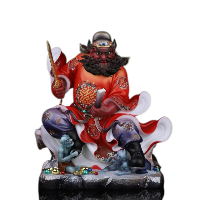White marble Zhong Kui Celestial Master statue with painted face ...